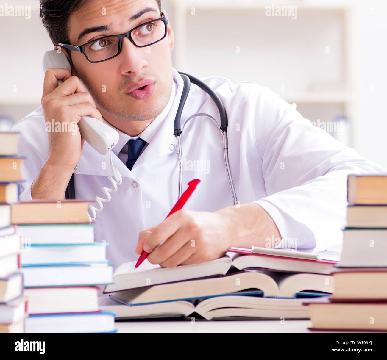Medical student preparing for university exams Stock Photo - Alamy