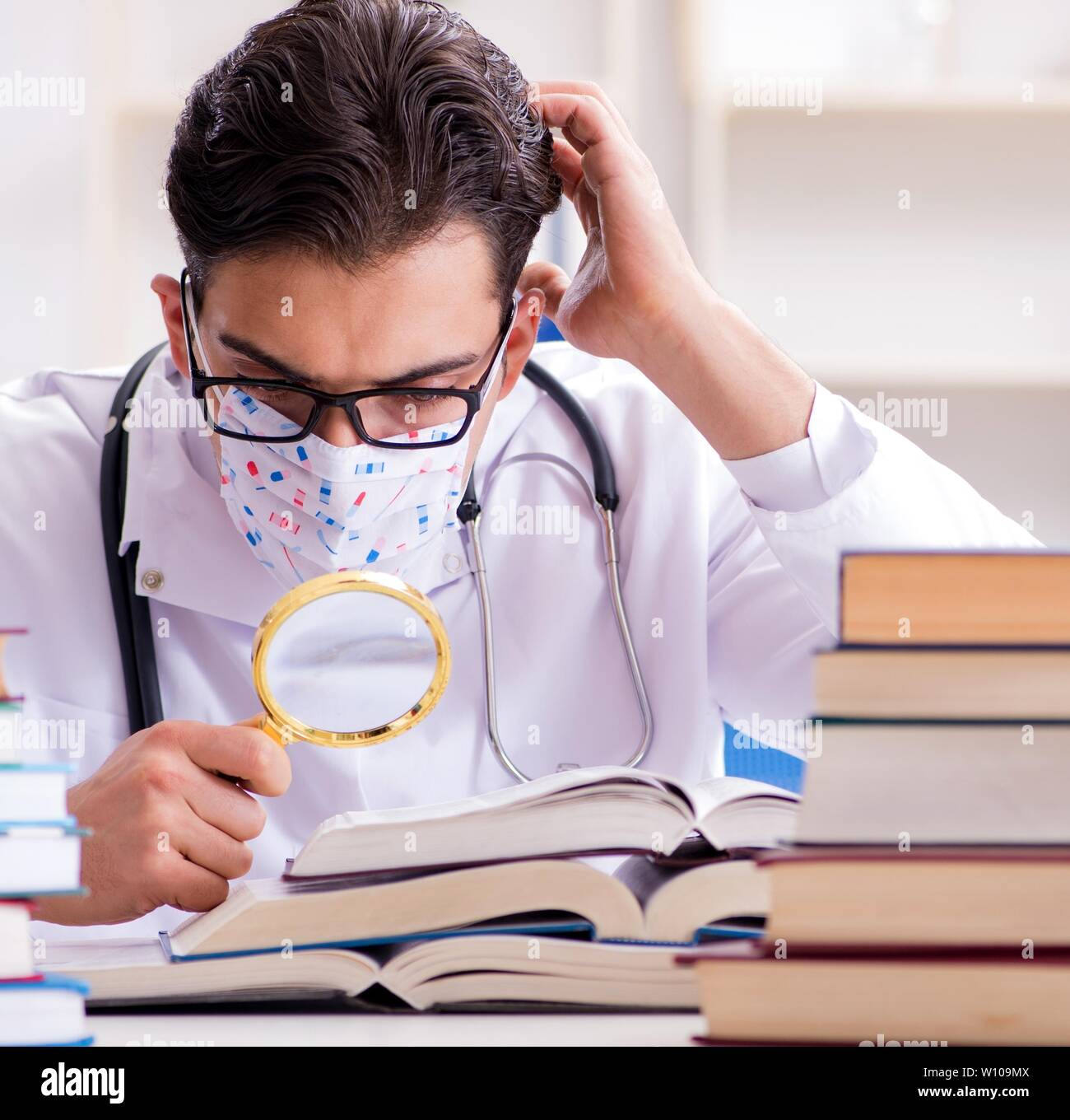 Medical student preparing for university exams Stock Photo - Alamy
