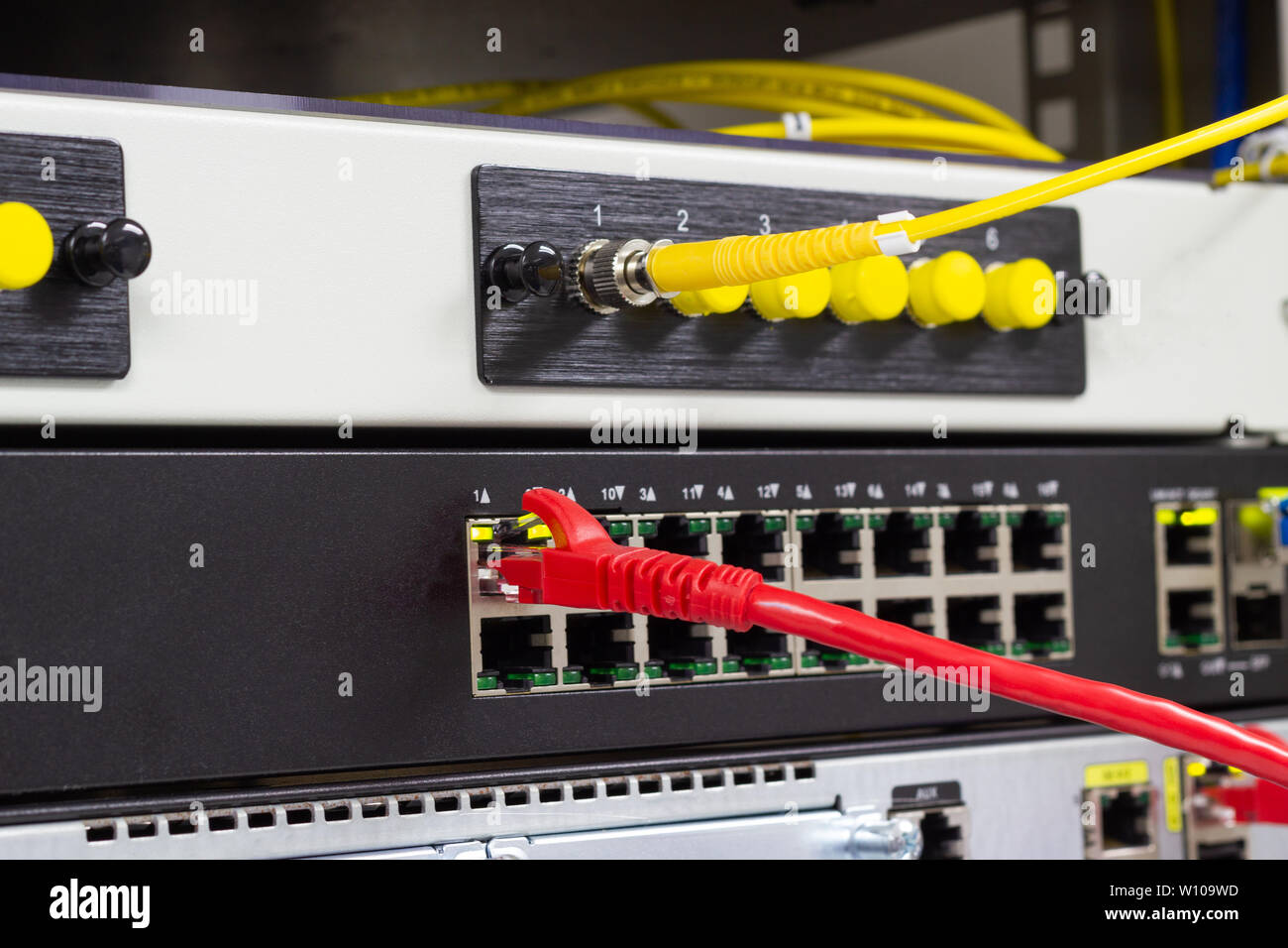 The network cables to connect Lan port in the Datacenter room, concept ...