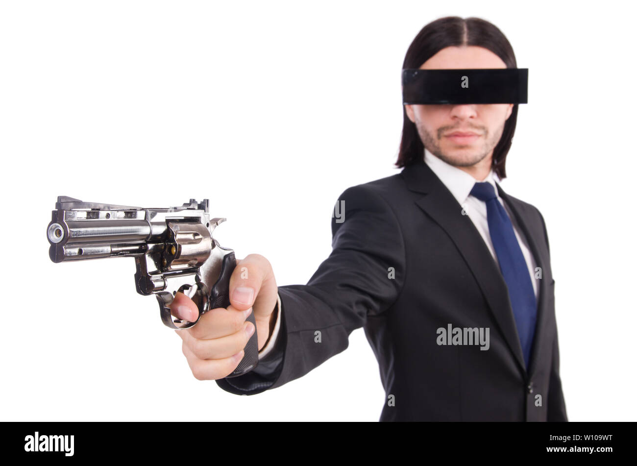 Young man covered eyes Cut Out Stock Images & Pictures - Alamy
