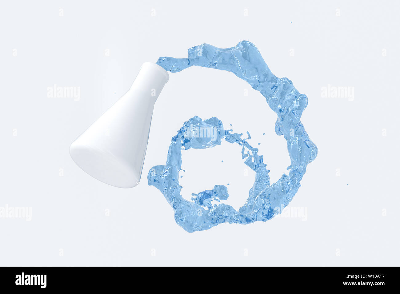 Chemical equipment bottle and splashing liquid, 3d rendering. Computer ...