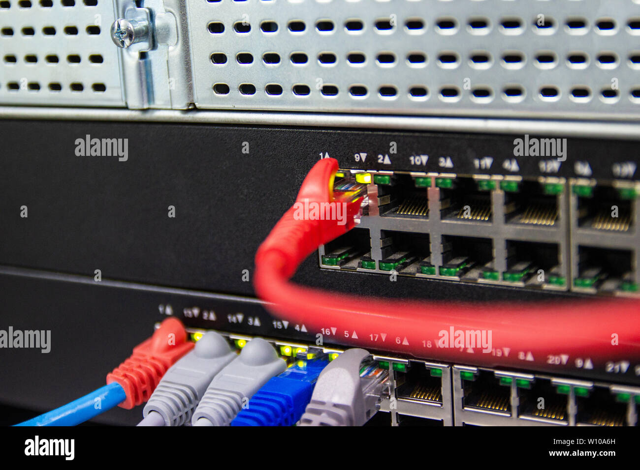 The network cables to connect Lan port in the Datacenter room, concept ...