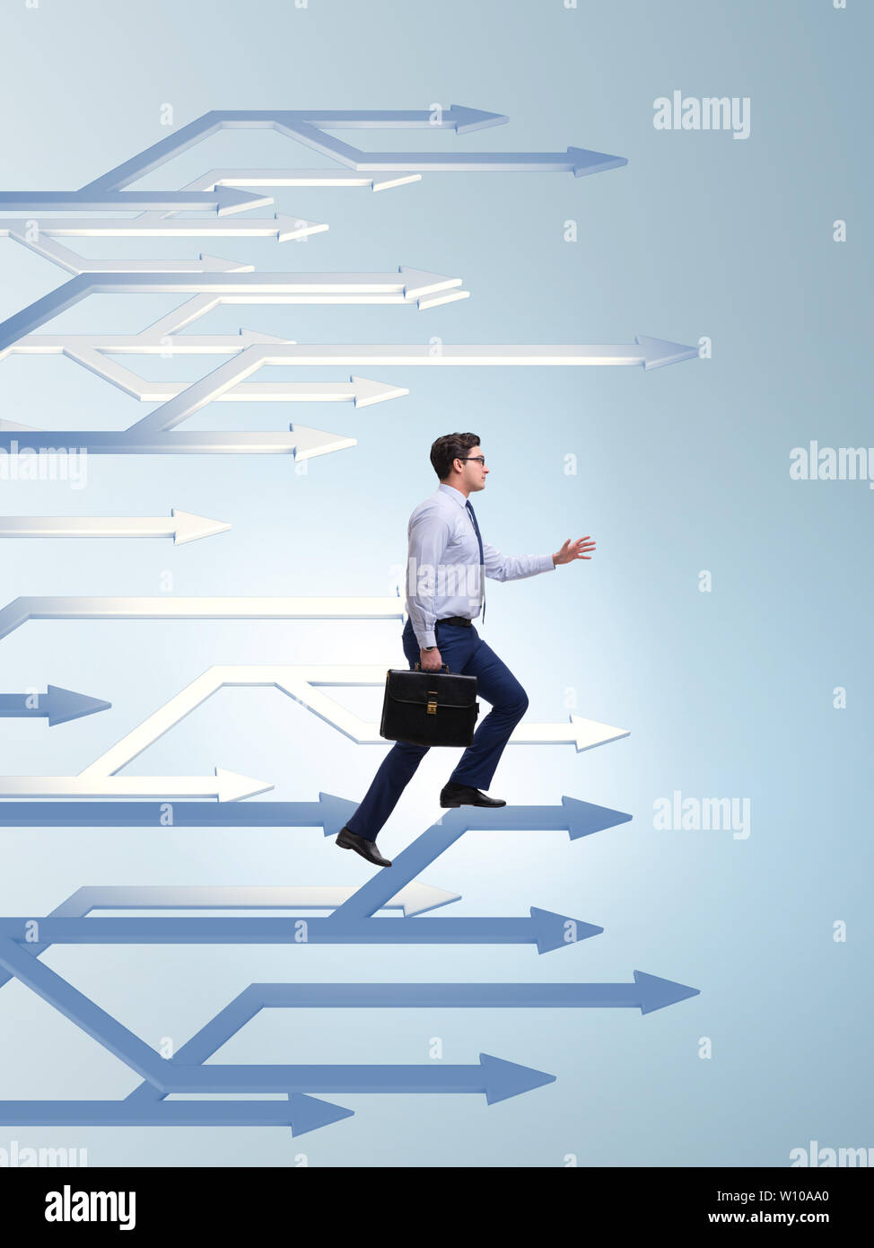 Businessman thinking of different career paths Stock Photo - Alamy