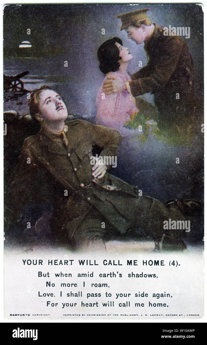 A World War One postcard featuring a verse of the poem Your Heart will ...