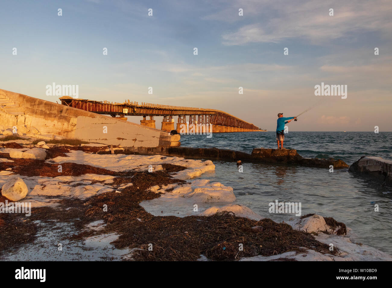 Bahia Honda Rail Bridge at sunset, Florida Keys, Florida, USA Stock ...