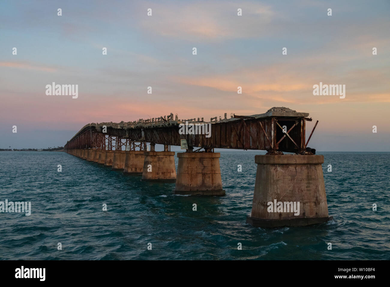 Bahia Honda Rail Bridge at sunset, Florida Keys, Florida, USA Stock ...