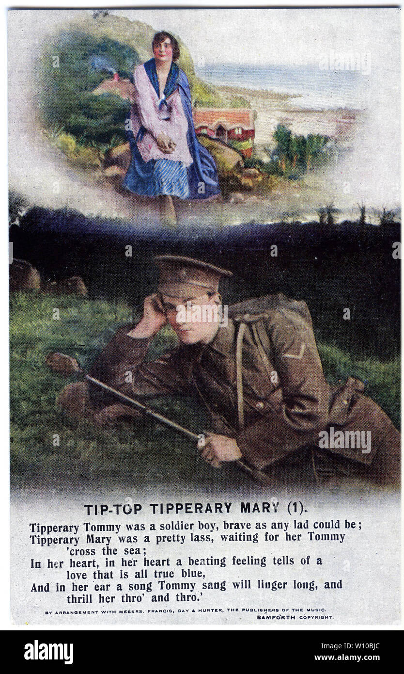 A World War One postcard featuring a verse of the poem Tip-top ...