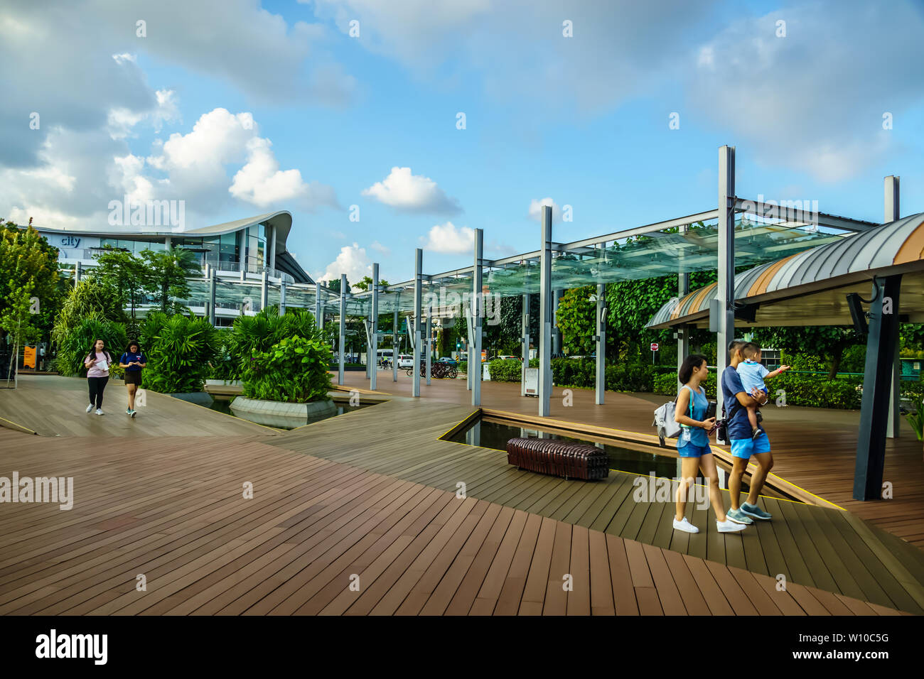 Singapore - Jun 10, 2019: Sentosa Boardwalk from Vivo City to Resort ...