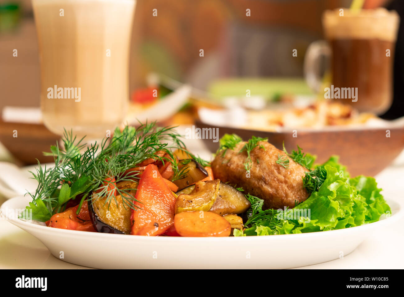 National Jewish dish - pike cutlet with vegetables Stock Photo - Alamy