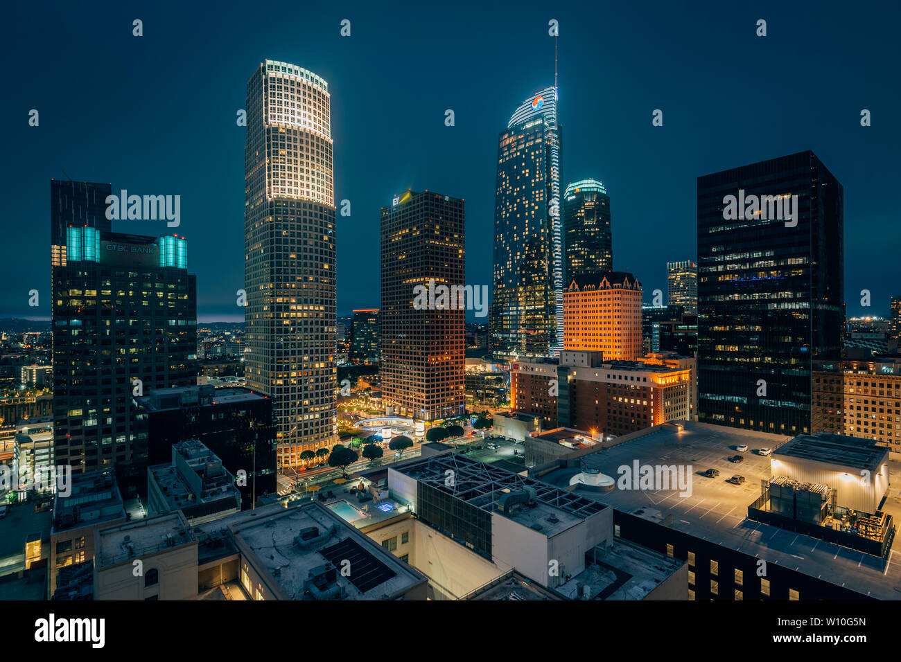 Cityscape skyline view in downtown Los Angeles, California Stock Photo ...
