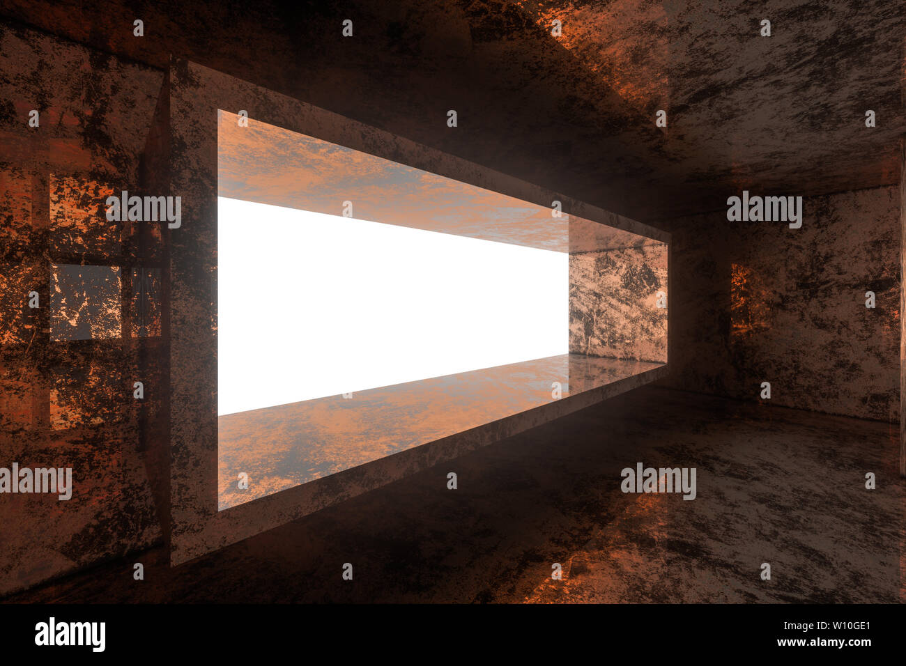 Empty rusty room with light coming in from the window, 3d rendering ...