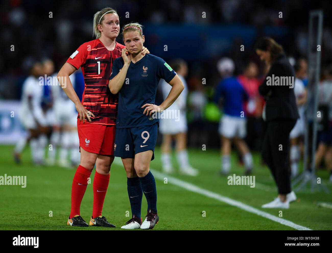Paris, France. 28th June, 2019. Solene Durand (L), goalkeeper of France ...