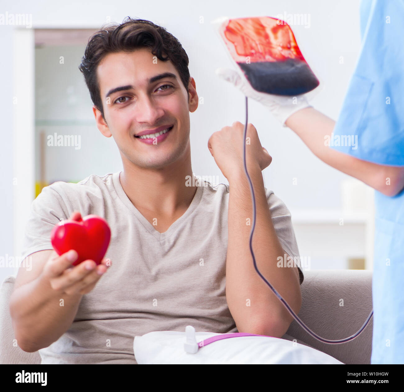 Patient getting blood transfusion in hospital clinic Stock Photo - Alamy