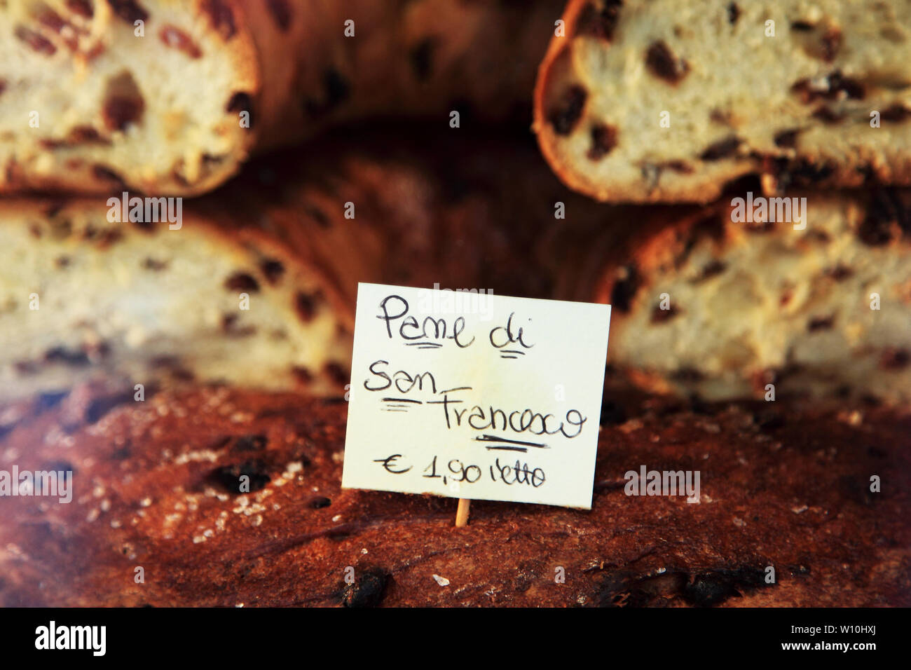 Loaves of a special bread baked in Assisi Italy called Pane di San ...