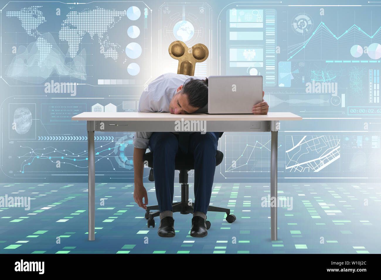 Employee losing energy from too much work Stock Photo - Alamy