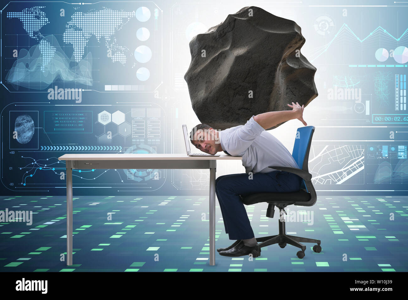 Employee under the burden of work Stock Photo - Alamy