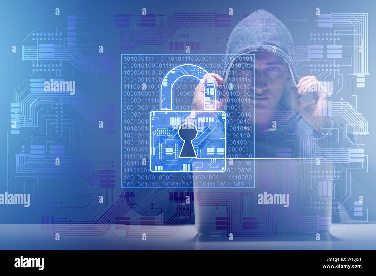 Young hacker in cybersecurty concept Stock Photo - Alamy