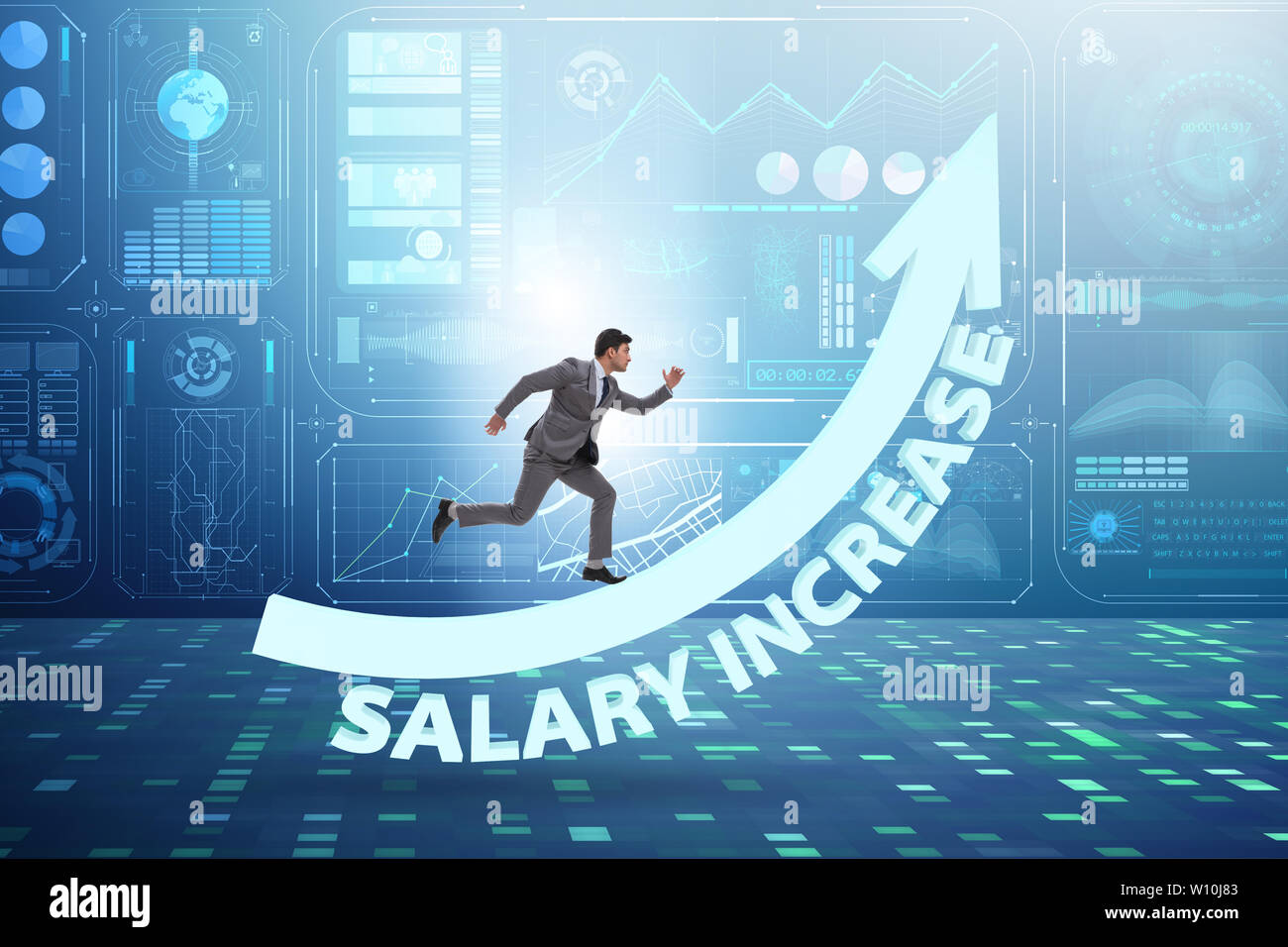 Employee in salary increase concept Stock Photo - Alamy