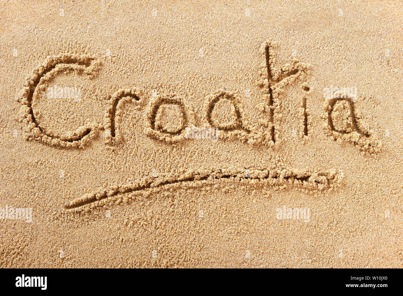 Croatia hand written beach word travel concept Stock Photo - Alamy