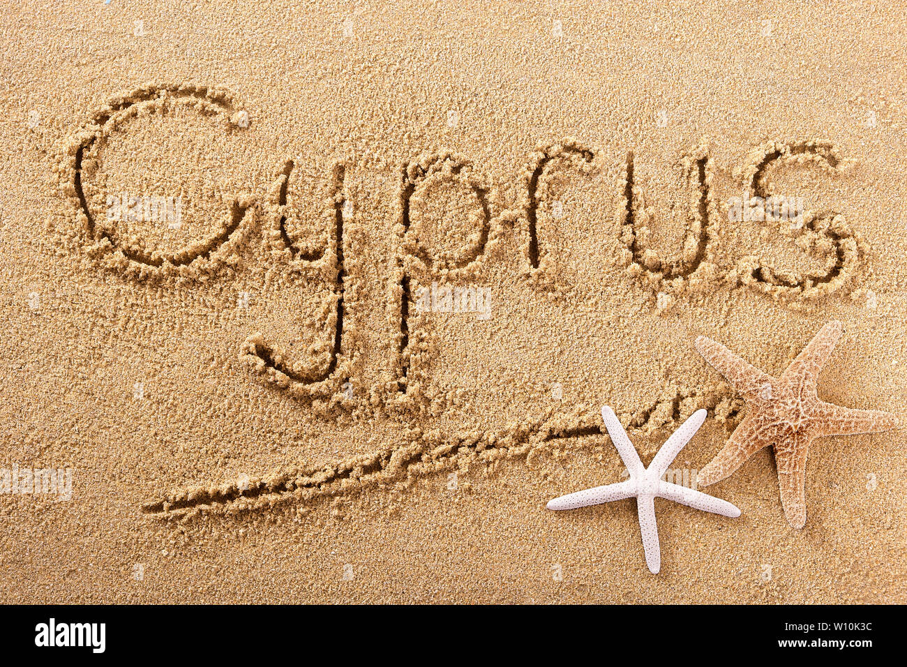 Cyprus hand written beach word travel concept Stock Photo - Alamy