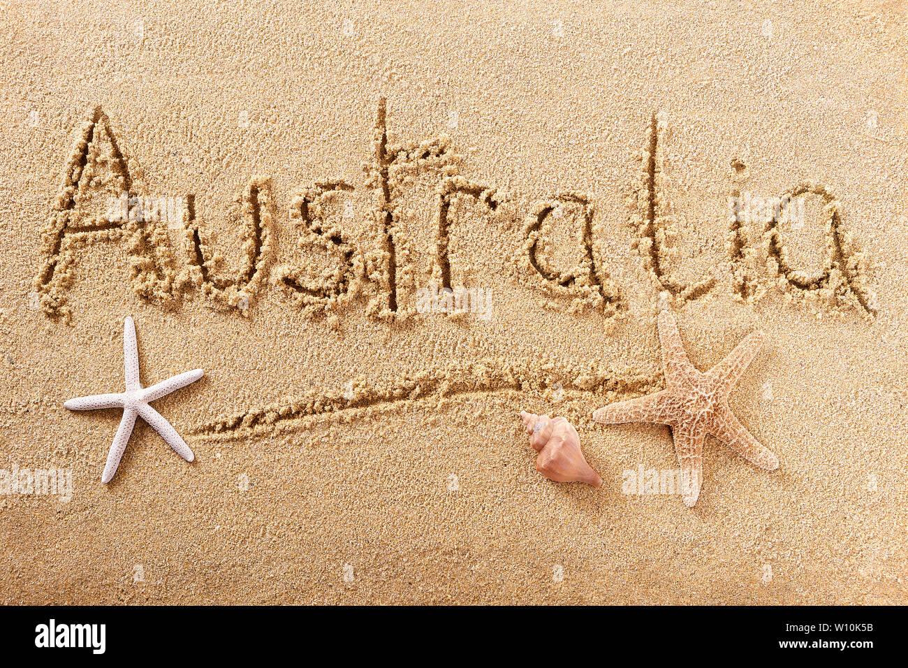 Australia beach word hand written sign travel concept Stock Photo - Alamy