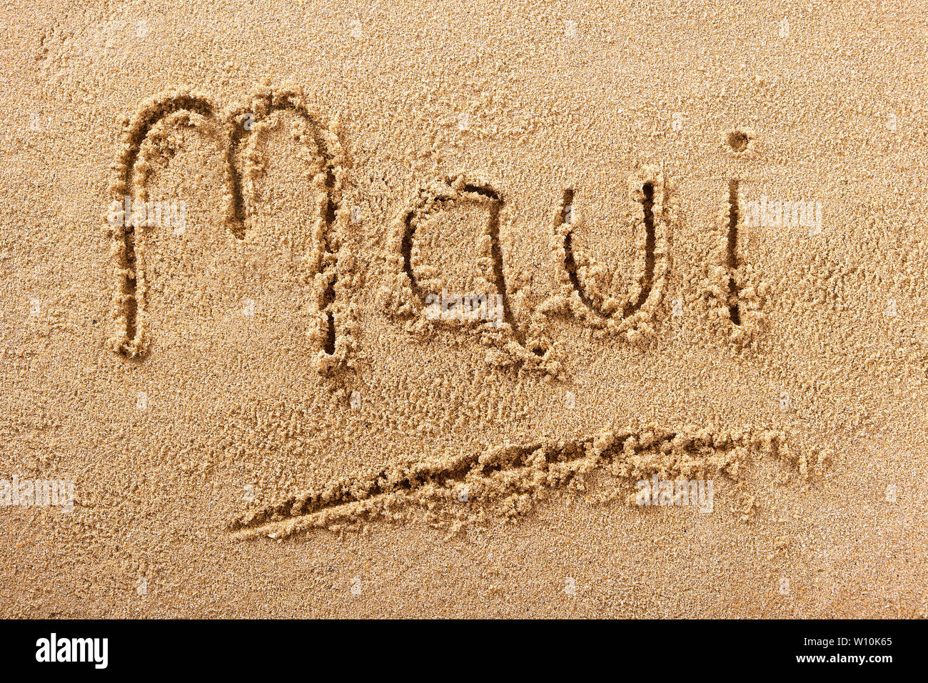 Maui Hawaii hand written beach word travel concept Stock Photo - Alamy