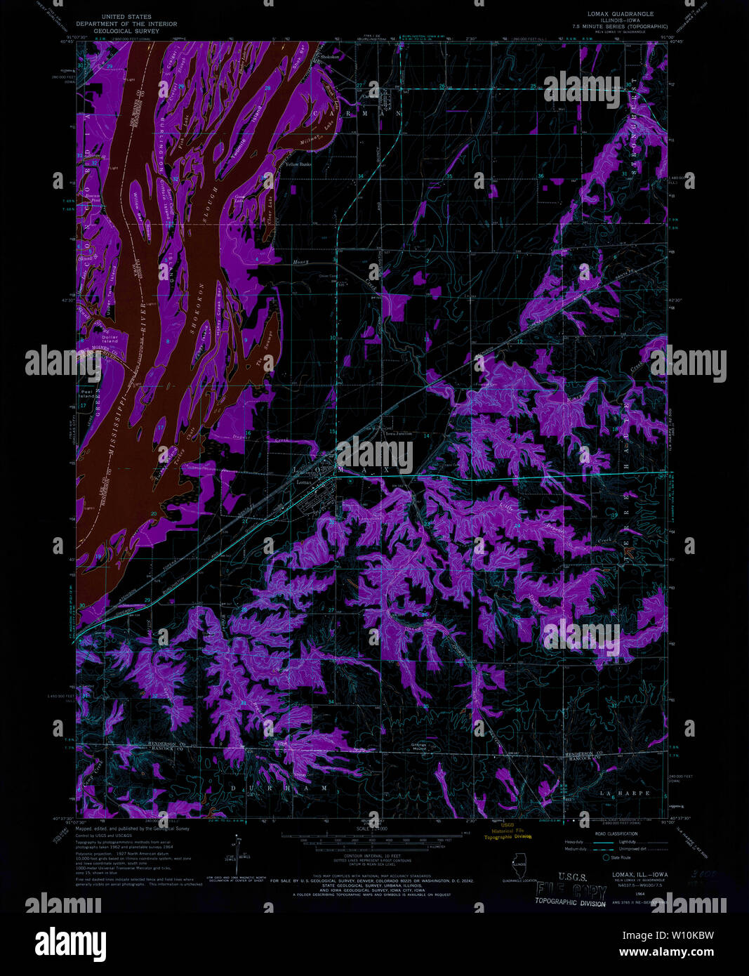 USGS TOPO Map Illinois IL Lomax 308040 1964 24000 Inverted Restoration ...