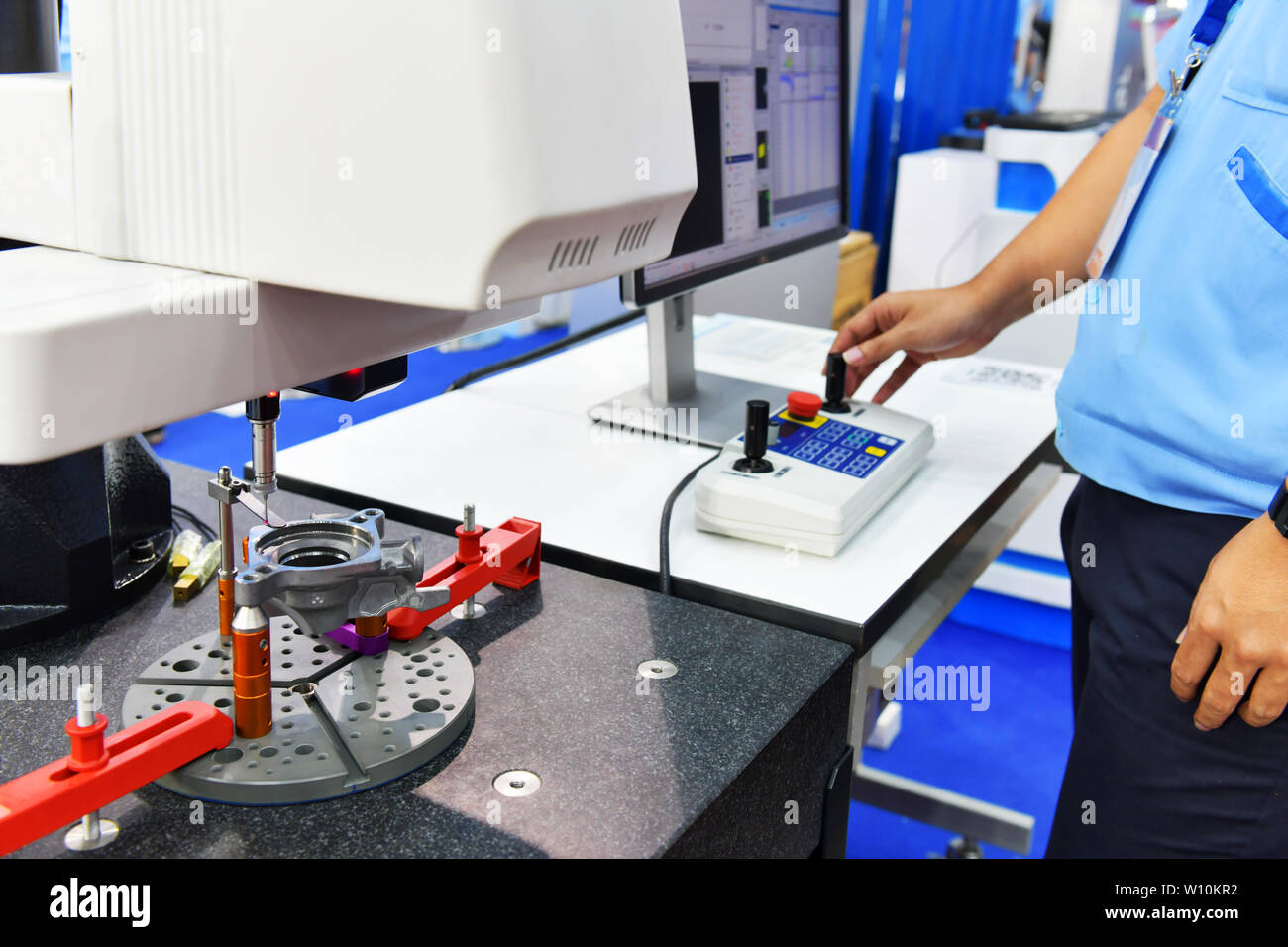 Close up automatic coordinate measurement machine (CMM) for inspection ...