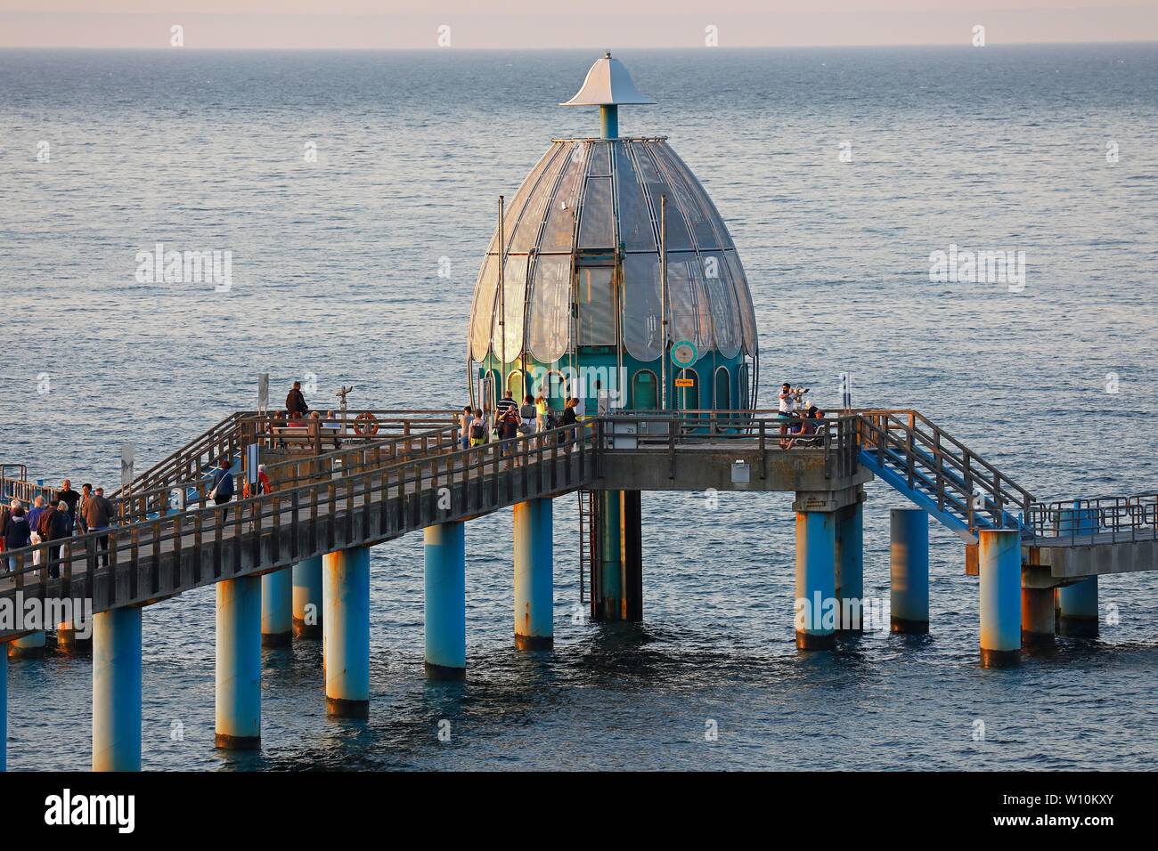 Diving bell at the sea bridge Sellin, Baltic seaside resort Sellin ...