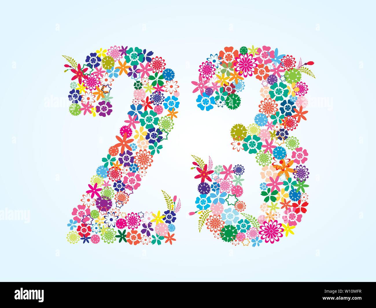 Vector Colorful Floral 23 Number Design isolated on white background ...