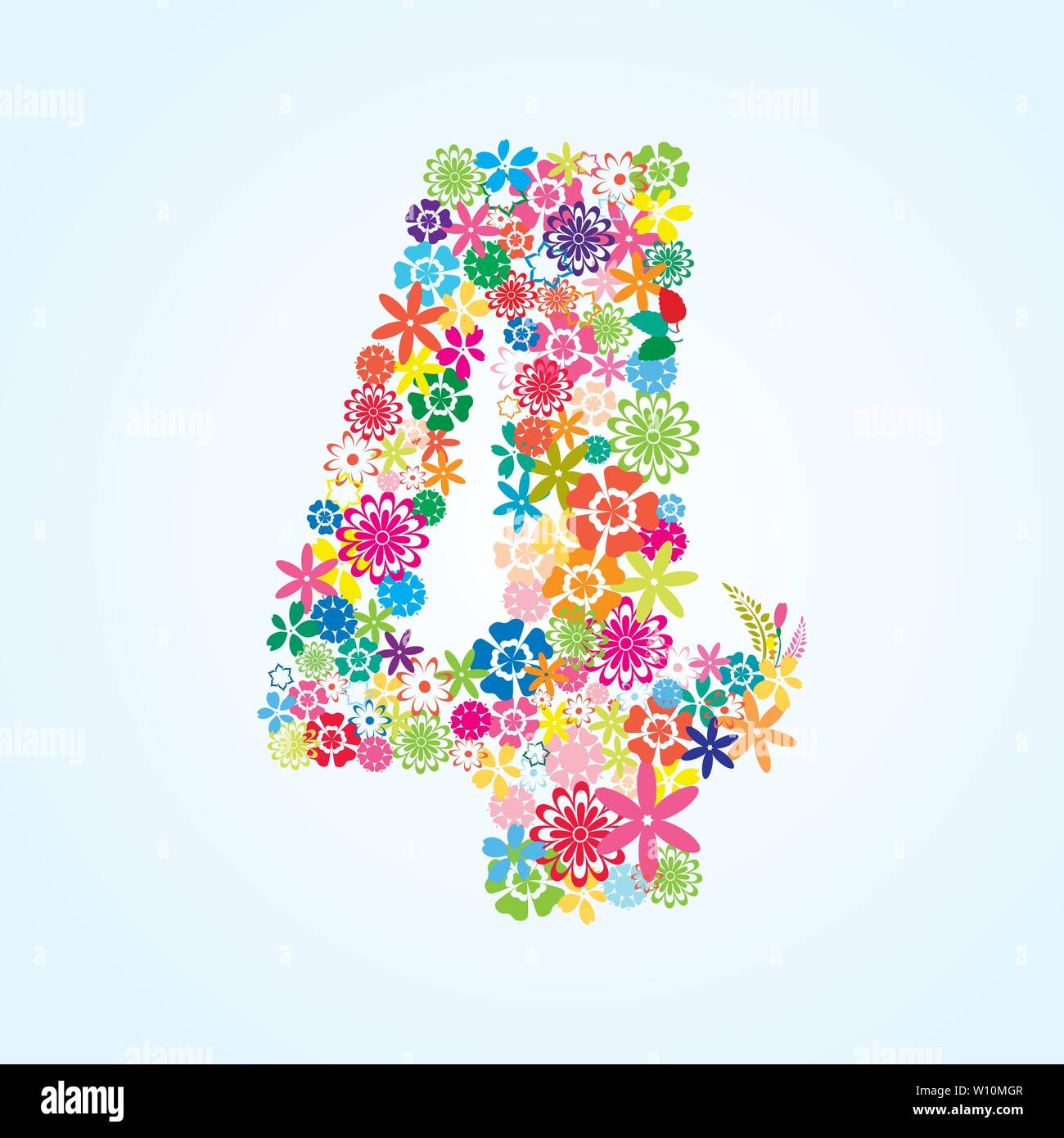 Vector Colorful Floral 4 Number Design isolated on white background ... Vector Colorful Floral 4 Number Design isolated on white background ...