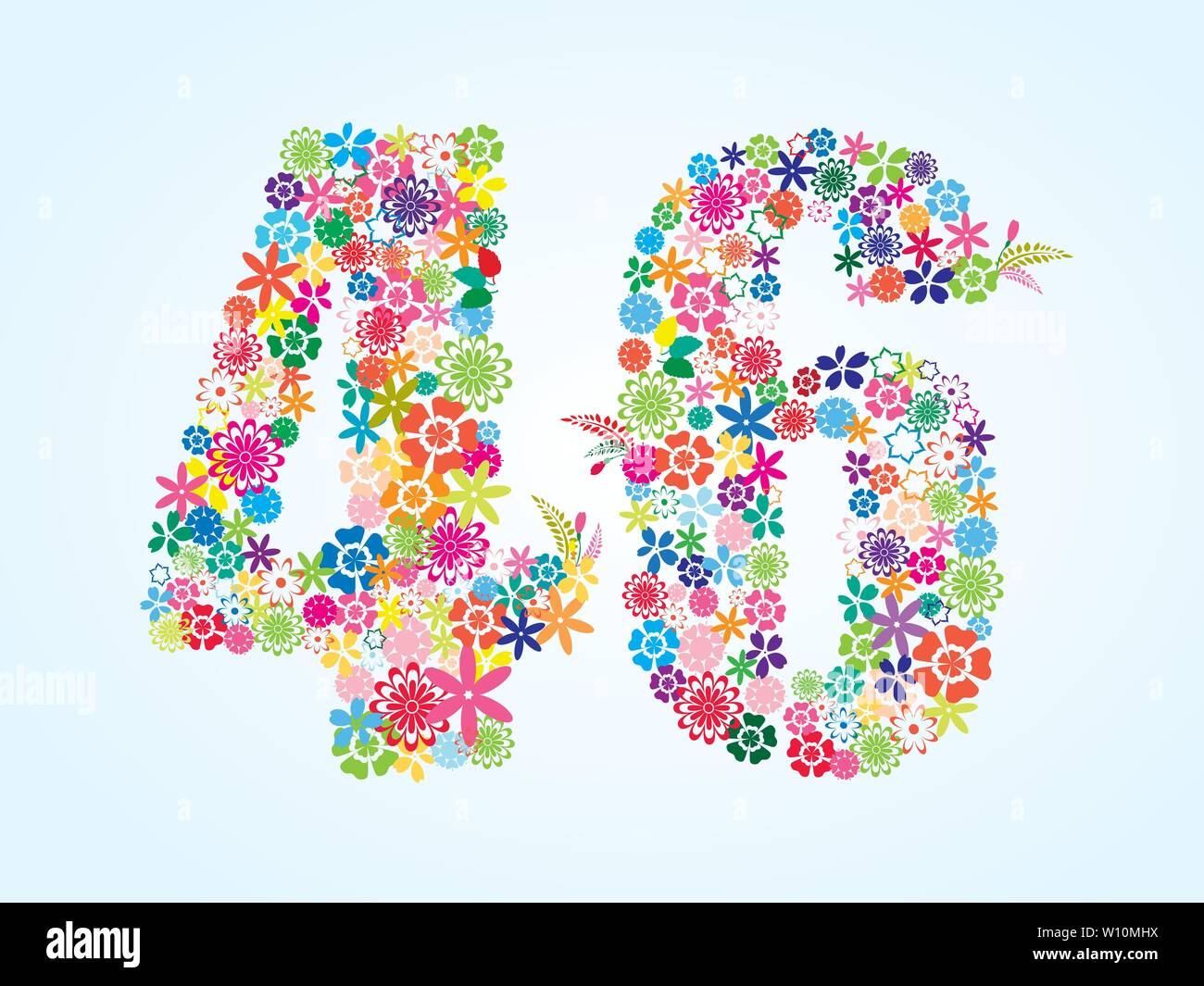 Vector Colorful Floral 46 Number Design isolated on white background ...