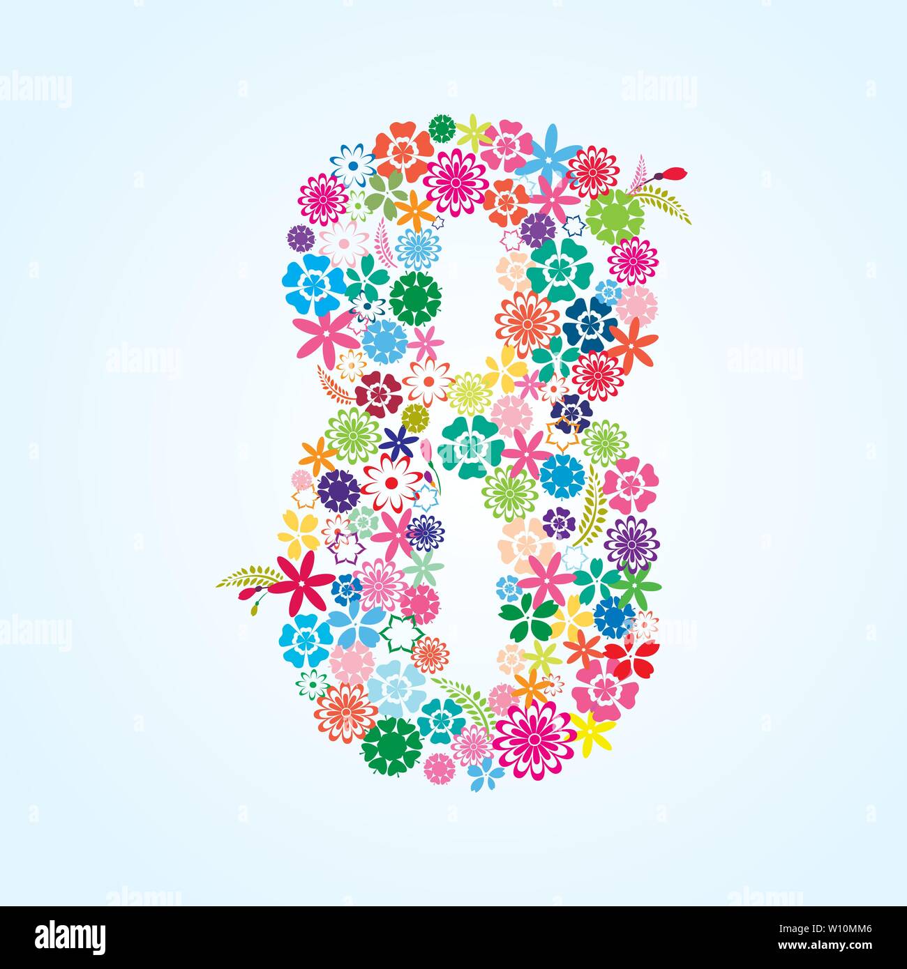 Vector Colorful Floral 8 Number Design isolated on white background ...