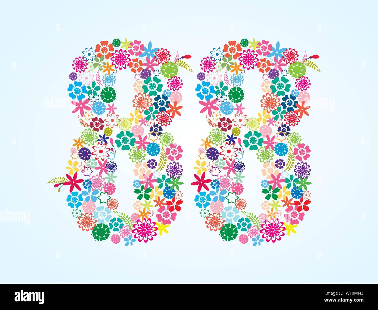 Vector Colorful Floral 88 Number Design isolated on white background ...