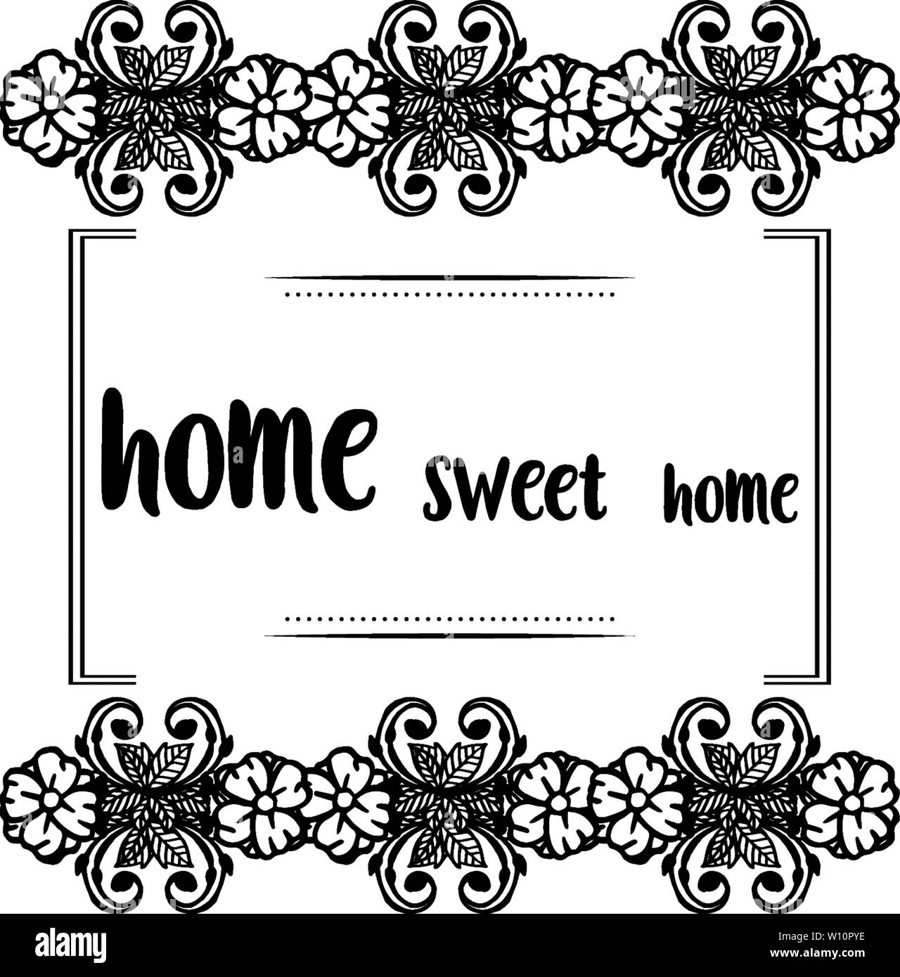 Vector illustration cute wreath frame with poster of home sweet home ...