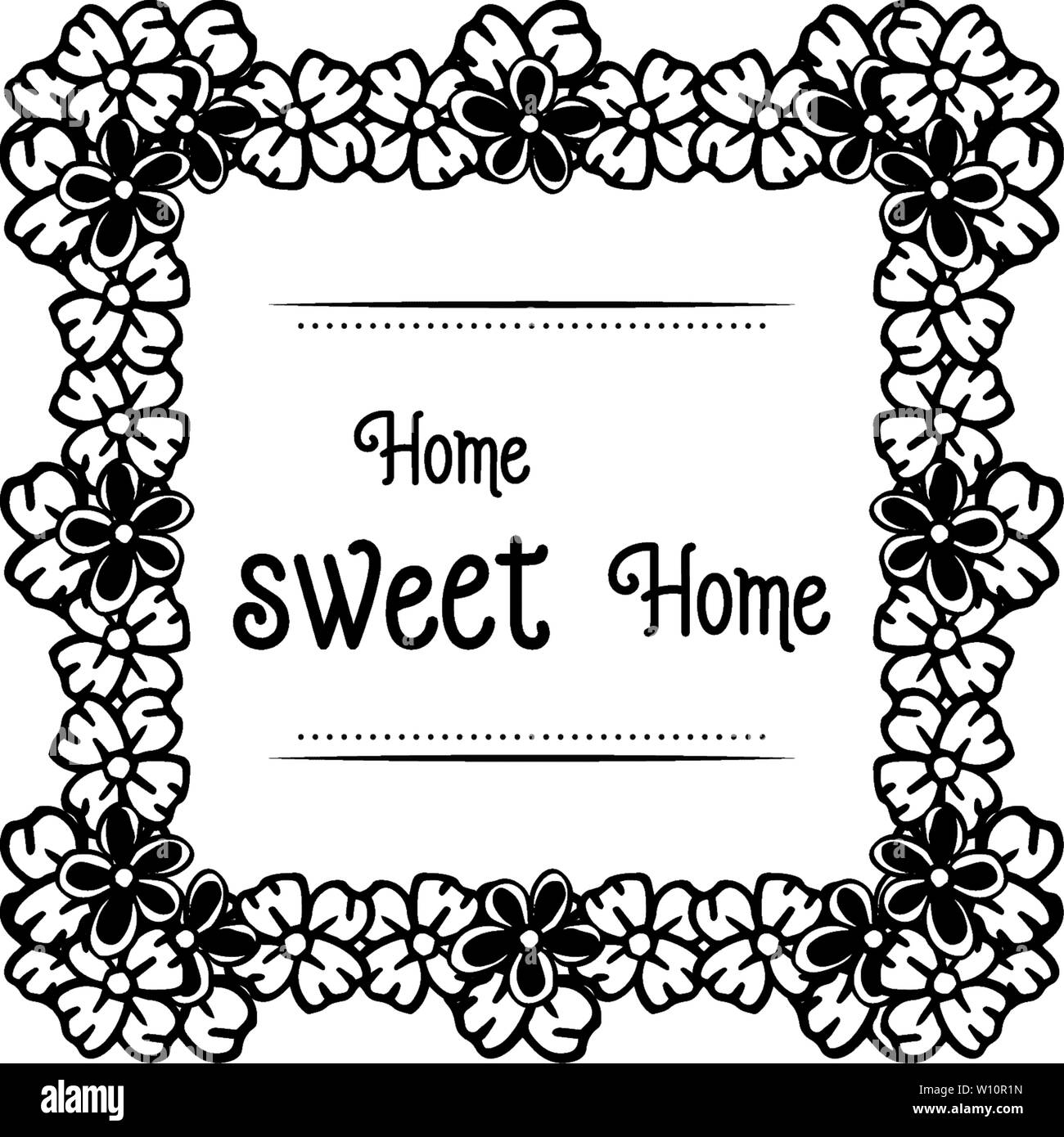 Vector illustration cute wreath frame with poster of home sweet home ...