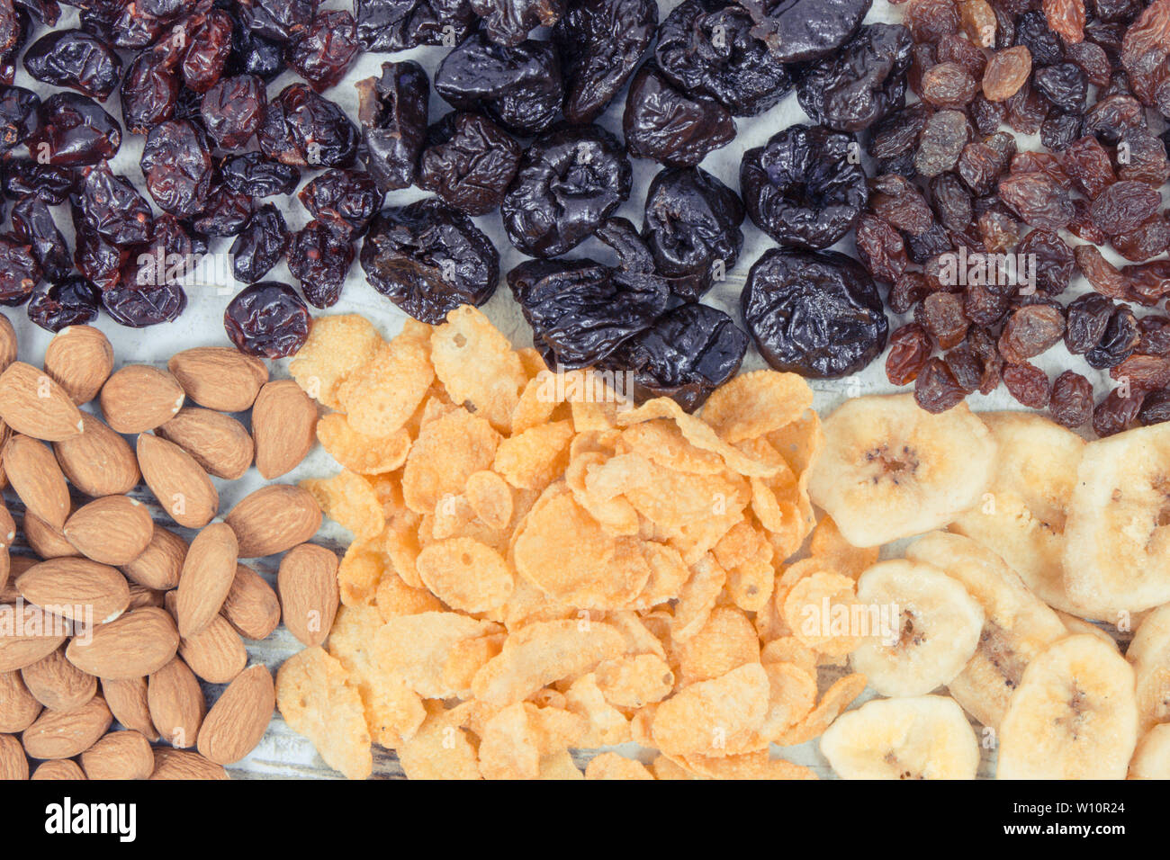 Vintage photo, Dried ingredients as source carbohydrates, dietary fiber ...