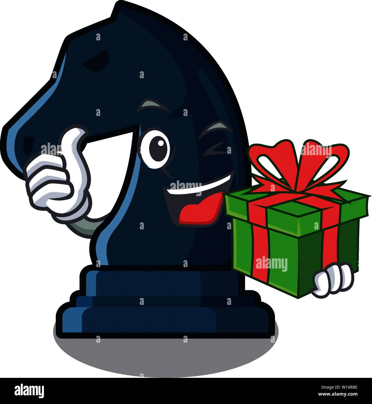 With gift chess knight isolated with the cartoon Stock Vector Image ...