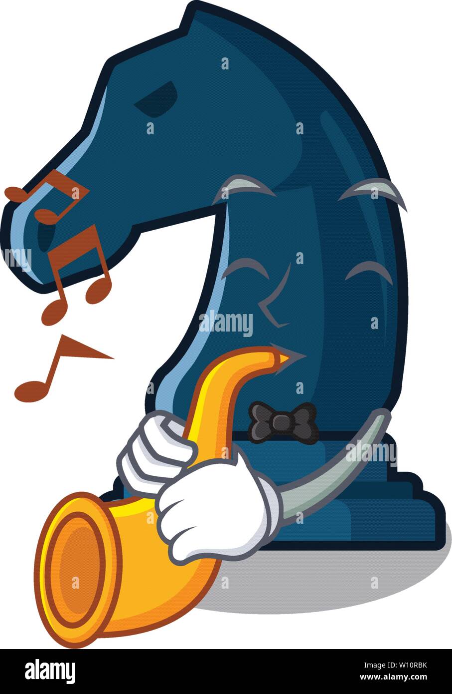 With trumpet chess knight isolated with the cartoon Stock Vector Image ...