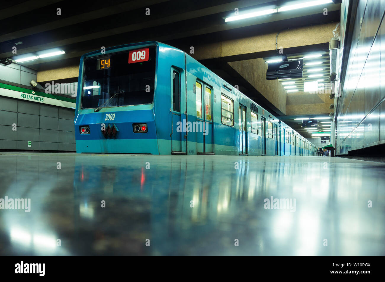 SANTIAGO, CHILE - APRIL 2016: Santiago Metro train at Bellas Artes ...