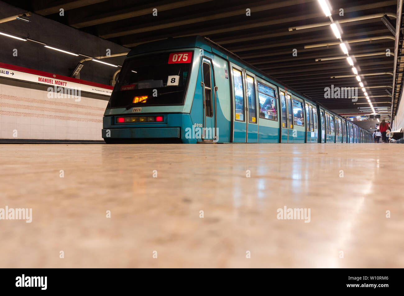 SANTIAGO, CHILE - APRIL 2016: A Santiago Metro NS93 train at Manuel ...