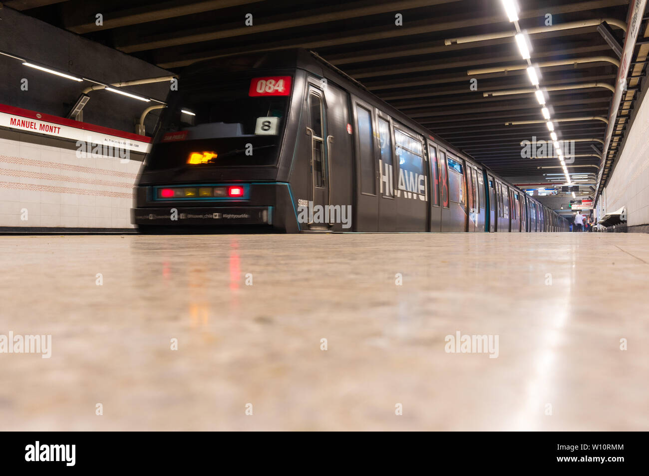 SANTIAGO, CHILE - APRIL 2016: A Santiago Metro NS93 train at Manuel ...