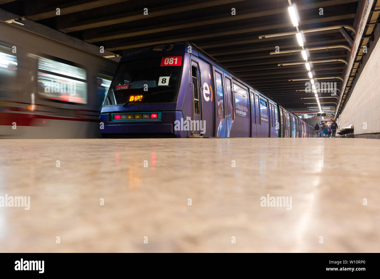 SANTIAGO, CHILE - APRIL 2016: A Santiago Metro NS93 train at Manuel ...
