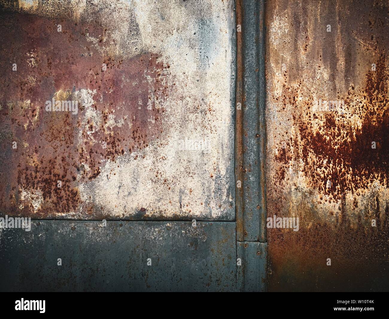 old rusting with peeling paint metal blank designer background Stock ...