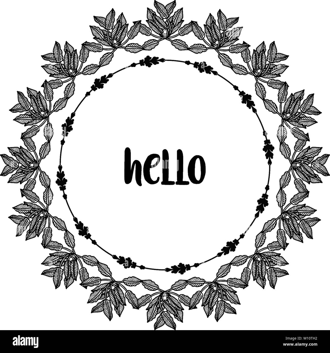 Vector illustration beautiful flower frame with template writing hello ...