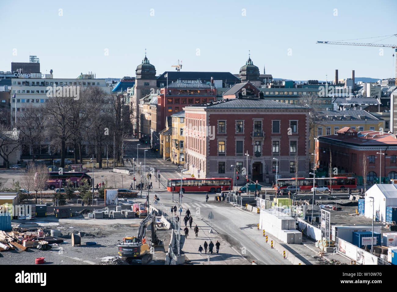 Oslo, Norway - Mar 27 2018 : Traffic public transport on crossroads ...