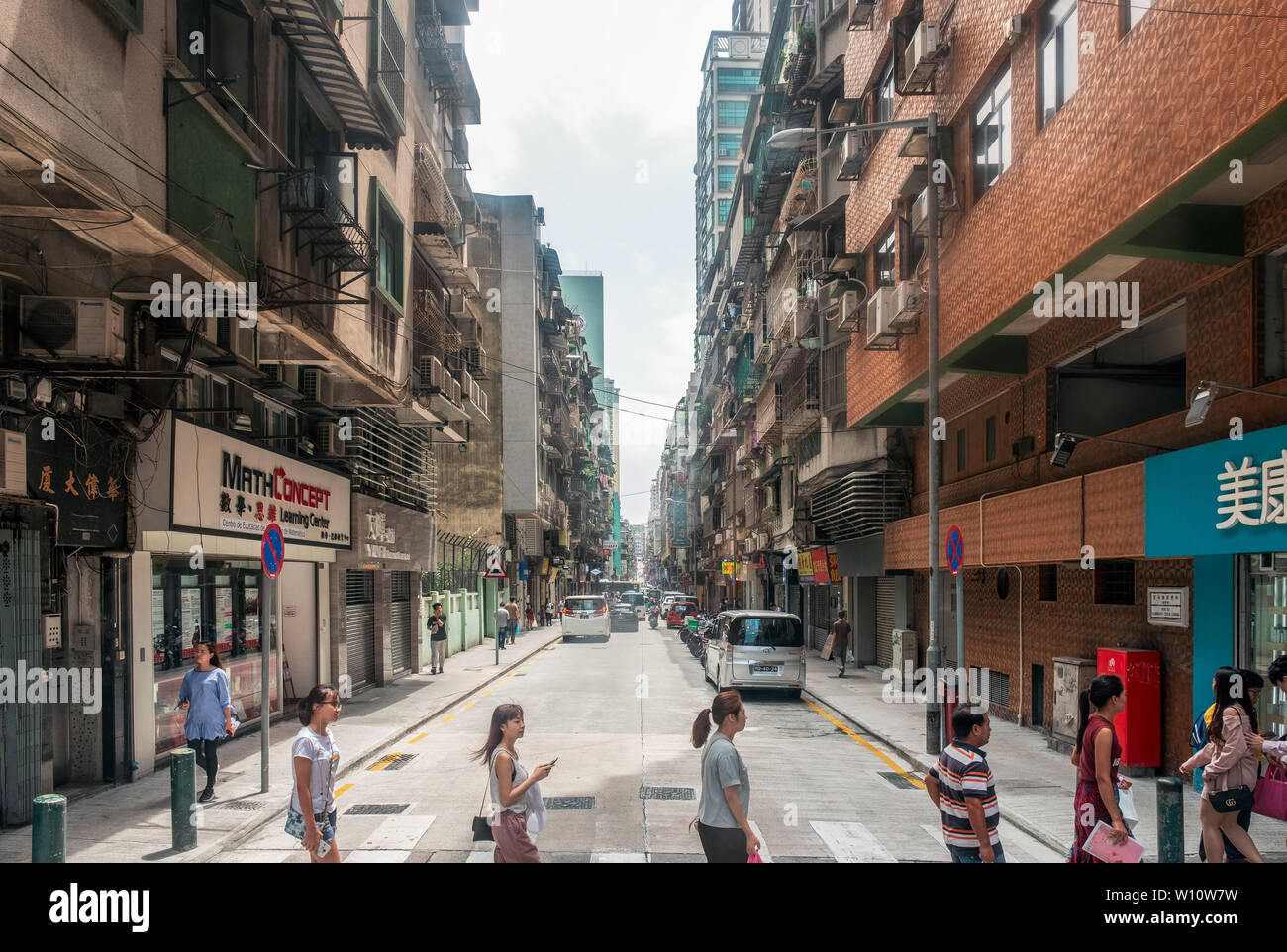 Hong Kong, China - May 05 2018 : Tourists walking across on the ...