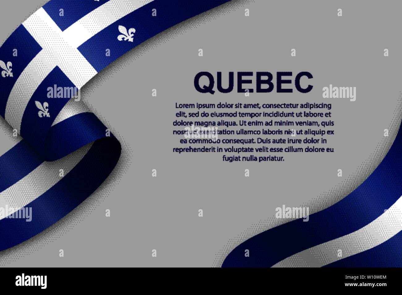 waving flag of Quebec on white background. Template for design Stock ...