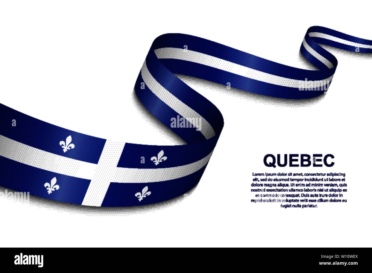 waving flag of Quebec on white background. Template for design Stock ...