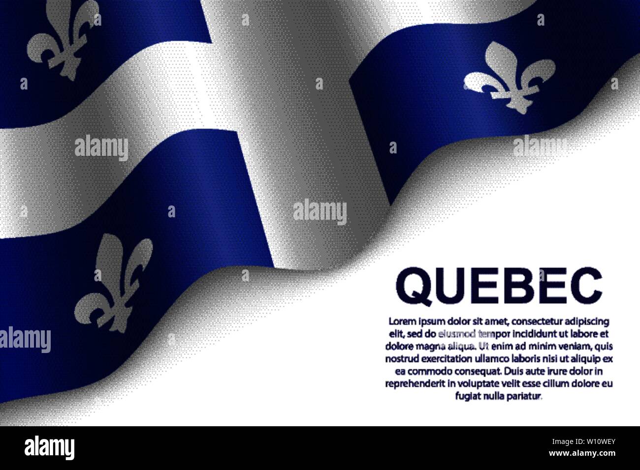 waving flag of Quebec on white background. Template for design Stock ...
